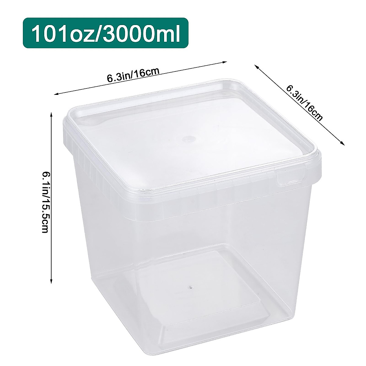 SHPii 101 oz Square Clear Extra Thick Deli Containers with Lids,BPA-Free,Freezer and Microwave Safe Food Storage Containers,Reusable,Meal Prep,Take-out,Restaurant Supplies.(8 Pcs)