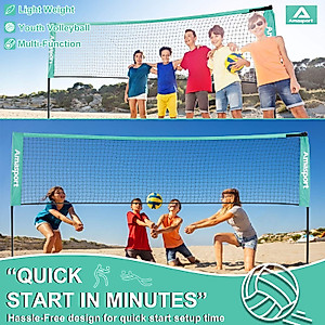 Portable Badminton Net Set - Net for Tennis, Soccer Tennis, Pickleball- Easy Setup Nylon Sports Net with Poles - for Indoor or Outdoor Court, Beach, Driveway (20)