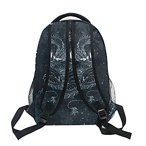 Oarencol Magic Dark Dragon Galaxy Space Black Backpack Bookbag Daypack Travel School Bag