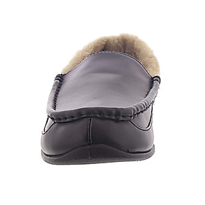 Deer Stags Men's Spun Slipper, Black Faux Leather, US Men's 16 Med