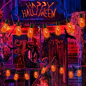 SUNSGNE Halloween Orange Flame Light Bulbs, 10-Pack E17 Flickering Flame Bulb ST40 Edison Flame Replacement Bulbs for ST40 String Lights Halloween String Lights, 1 Watt- E17 Intermediate Screw Base