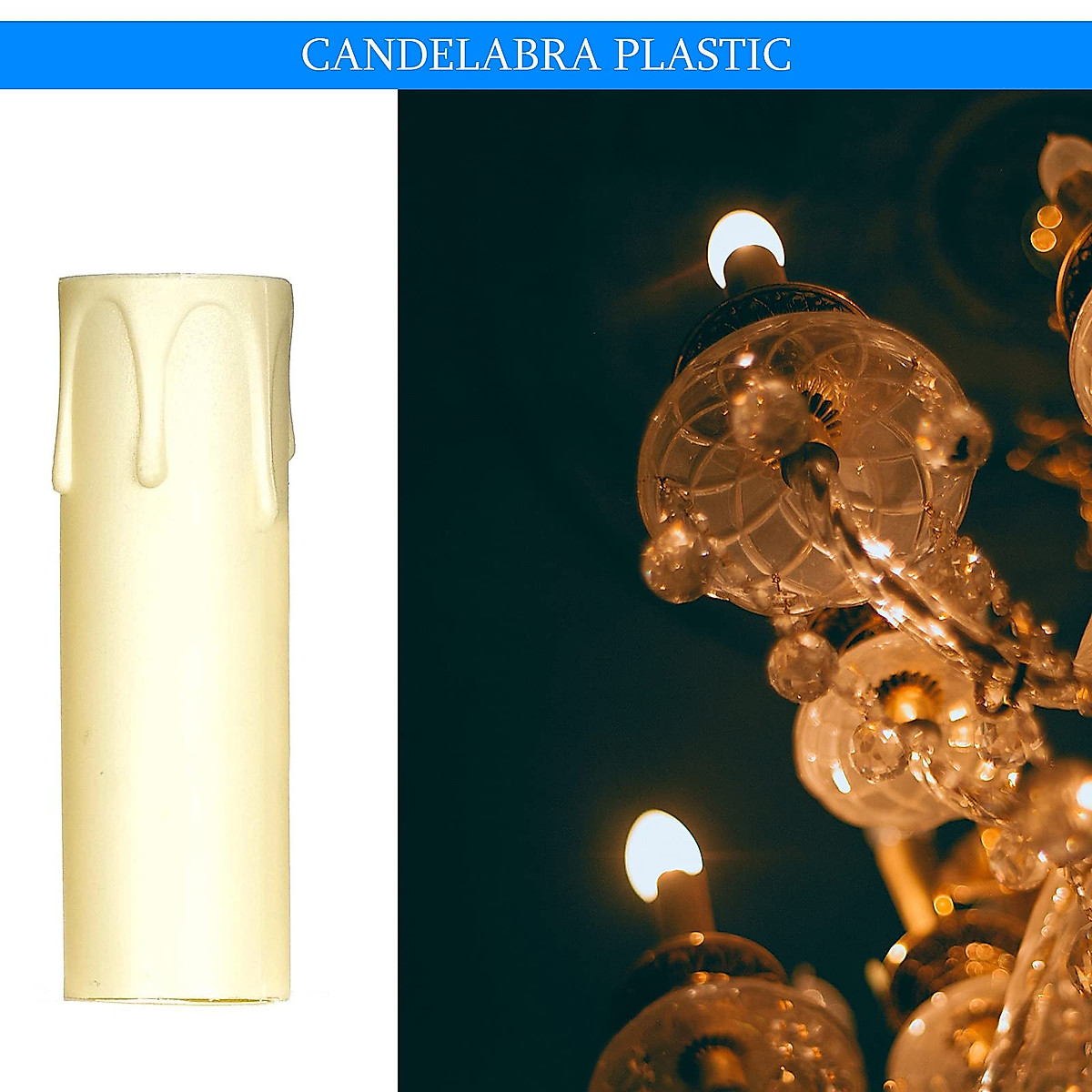 Ciata - 12 Pack - 4 inch Ivory Plastic Drip Candle Covers with 13/16 inch Inside Diameter and 7/8 inch Outside Diameter (4 inch, Ivory)