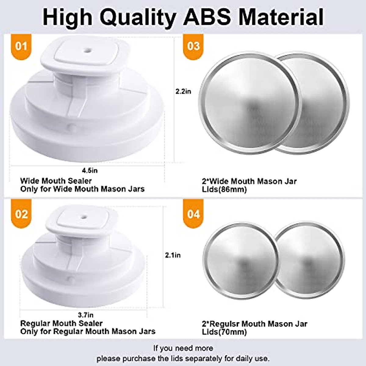 Liwin Jar Sealer and Accessory Hose Kit Compatible with Foodsaver Vacuum Sealer, Vacuum Sealer Kit for Regular & Wide-Mouth Mason Jar, Jars Sealing Hood with Hose and Jar Lids for Food Storage (White)