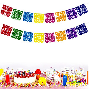 JNSAXMI Mexican Hair Felt Picado Banner,Mexican Party Fiesta Hair Felt Banners,Dia De Los Muertos Decorations Party Supplies
