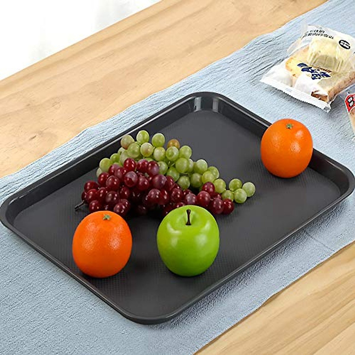 Xowine 4-Pack Plastic Fast Food Tray, Serving Tray, Gray