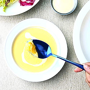 Blue Silverware Set&24-Piece Stainless Steel Flatware Service for 6, Mirror Finish Cutlery Set with Gift Box