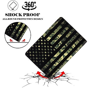 Case for iPad 10.2 8th Gen 2020 / 7th Gen 2019 / iPad Air 10.5" 2019 / iPad Pro 10.5, Durable Shockproof Protective Cover for iPad 8th / 7th with Coasters Set Camouflage American Flag Camo