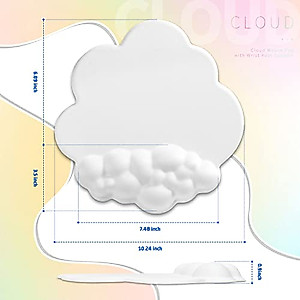 Gaming Mouse Pad Wrist Rest,Ergonomic Cloud Wrist Rest Mousepad with Gel Memory Foam,Non-Slip Rubber Base,Comfortable Mouse Pad for Home Office,Laptop,Mac,Lightweight,Easy Pain Relief (Cloud White)