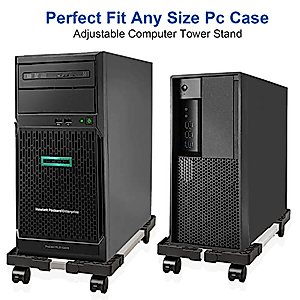 Deston Computer Tower Stand CPU Rolling Cart, Adjustable Mobile PC Cart Holder, Desktop ATX-Case Rolling Dolly on Casters, Computer Host Stand with Brake Wheels Under Home Office Desk (Black)