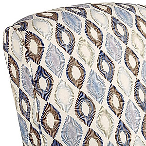 Elm Lane Blue Diamond Recliner Chair Modern Armchair Comfortable Push Manual Reclining Footrest Upholstered for Bedroom Living Room Reading Home Relax Office Napping