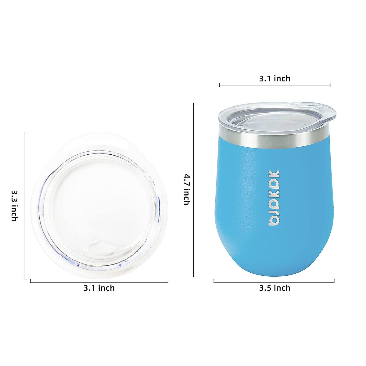 BJPKPK 2 pcs 12oz Insulated Wine Tumblers, 12oz Double Wall Vacuum Coffee Mugs with Lid, Unbreakable Stainless Steel Wine Glasses, Insulated Coffee Cups for Home & Outdoor, Blue