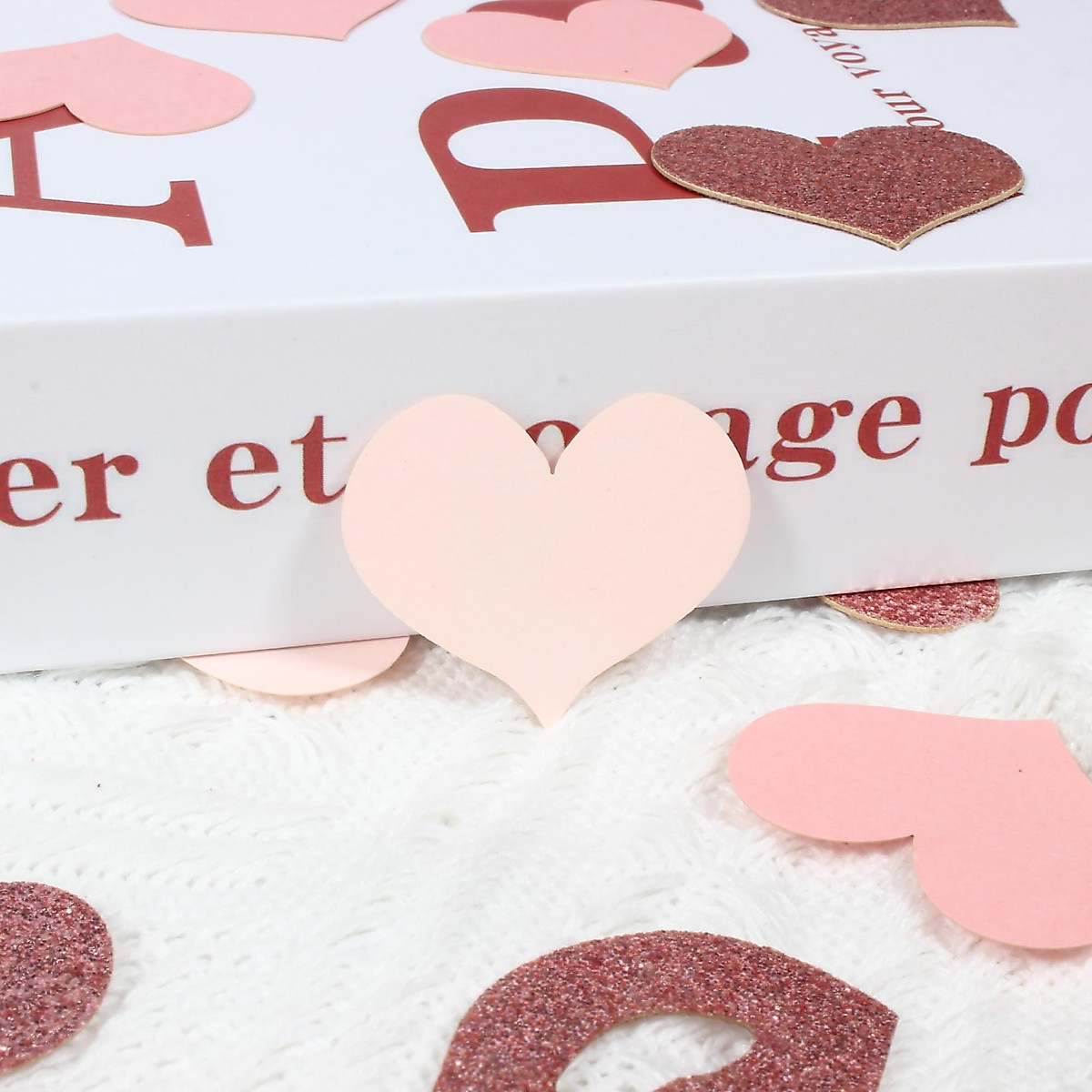 Blopee Heart Confetti, 300 pcs Pink Confetti, Valentines Confetti for Bridal Shower Decorations, Valentines Day, Wedding Shower, Anniversary Party