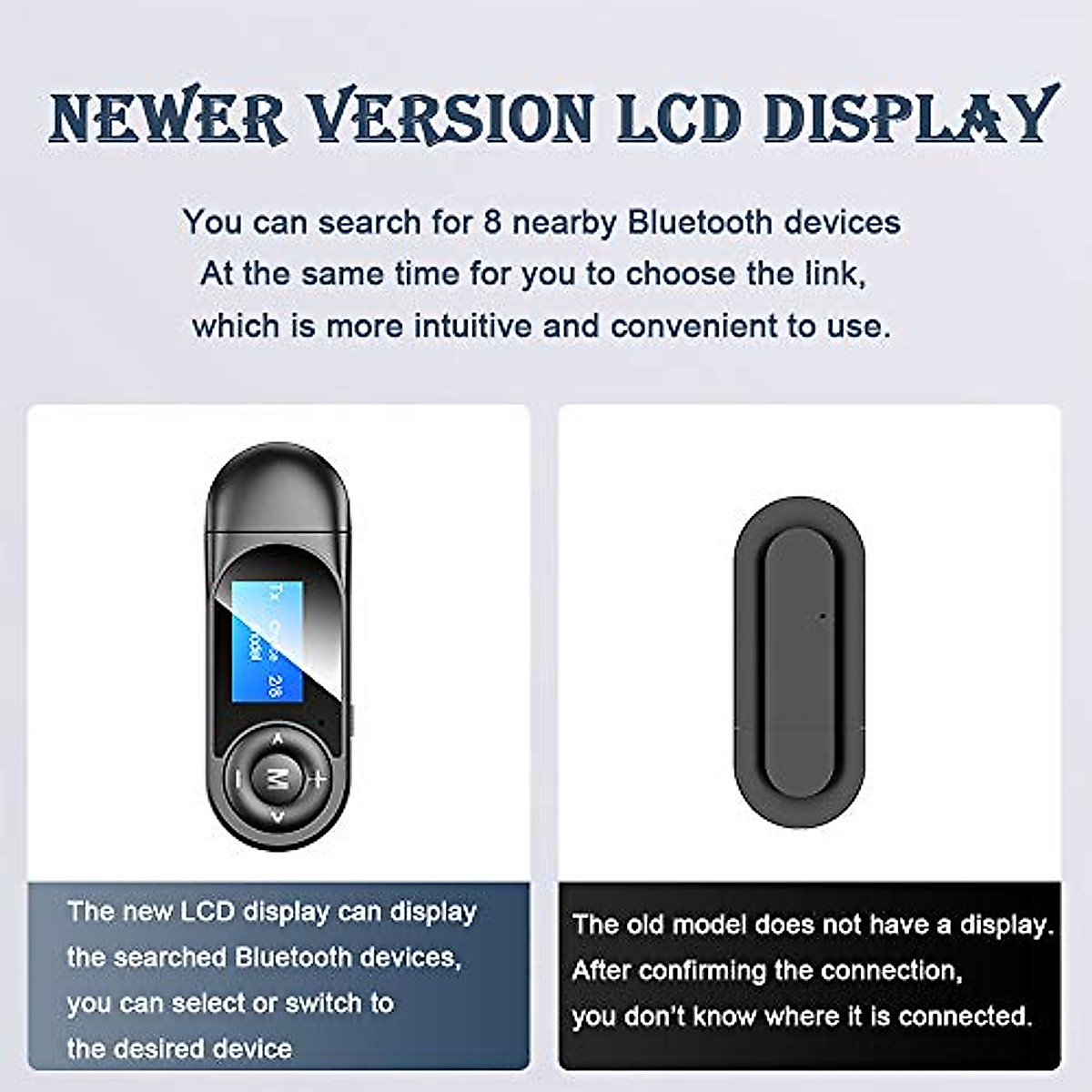 Bluetooth 5.0 Transmitter and Receiver with LCD Display, 2 in 1 Portable Visualization Bluetooth Adapter, 3.5MM Wireless Bluetooth Adapter for PC,TV,Wired Speaker,Headphones and Car (Blue)