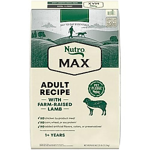 NUTRO MAX Adult Recipe Dry Dog Food With Farm Raised Lamb, 25 LB Bag