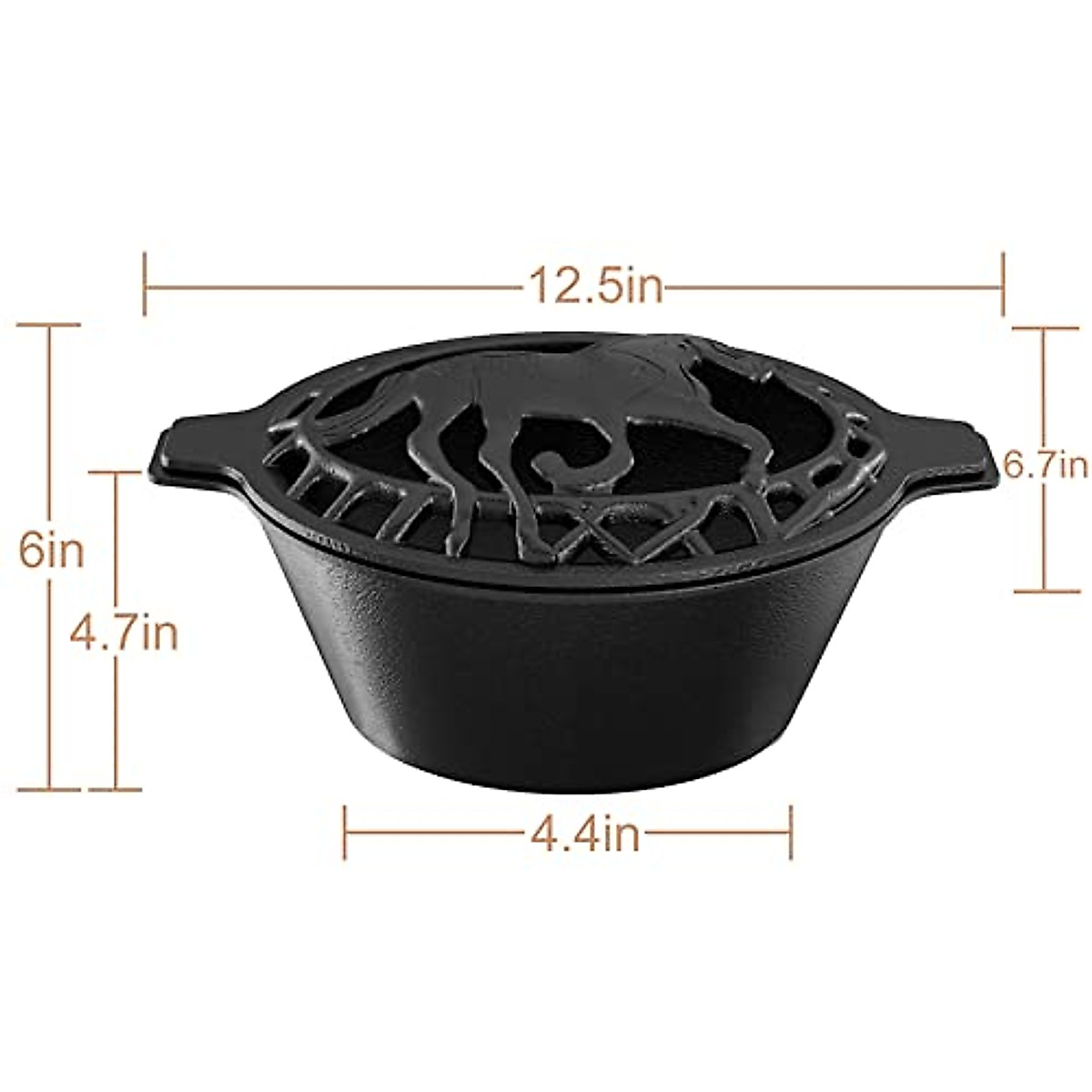 FireBeauty Woodstove Steamer Stove Humidifier Cast Iron Lattice Top Rust Resistant 2.3 Quart Capacity (horse)