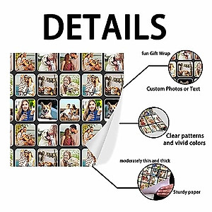 Custom Wrapping Paper, Personalized Wrapping Paper with Your Photo Paper 58 x 23 Inches Customized Birthday Christmas Gifts Wrap for Mom Dad and Friend