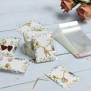 2" x 2.5" Leaf Earring Display Cards With Bags Necklace Display Cards Sets Earring Packing Holder Cards With bags Jewelry Packing For Earring Necklace Jewelry Packing 100Pack Paper 100Pack Bags