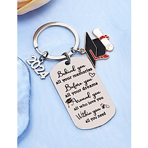 Covanlumci 2024 Graduation Keychain,Graduation Key Chain 2024,Class of 2024 Graduation Gifts for Seniors Students College Students High School Student(Silver)