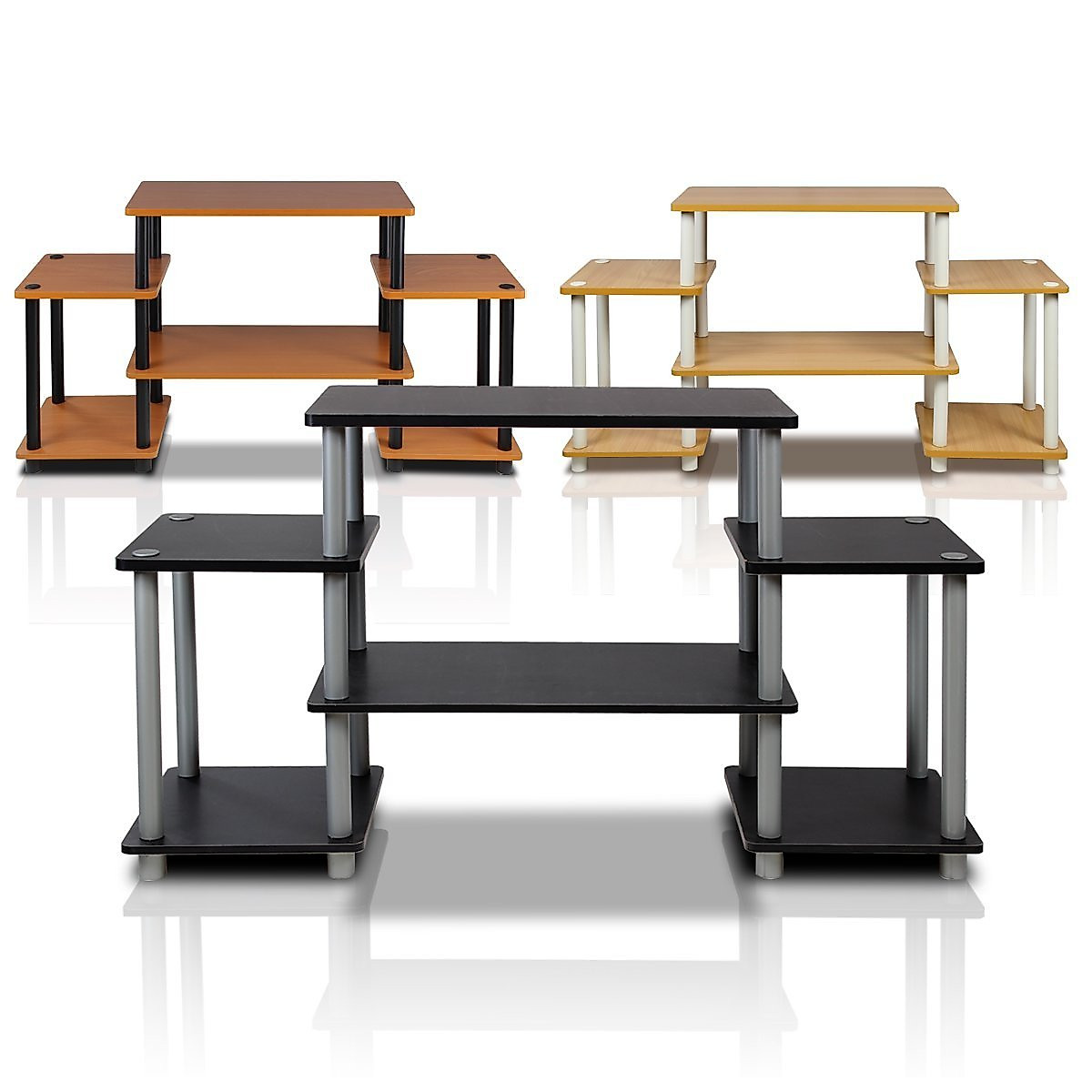 Furinno Turn-N-Tube No Tools Entertainment Center Black/Grey