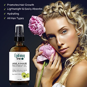Epifany True Amla Hair Treatment Oil 4oz | Hair Growth, Loss Thinning | Sensitive Scalp | Protective Styles | Argan, Jojoba, Jamaican Black Castor Oil | 100% Natural