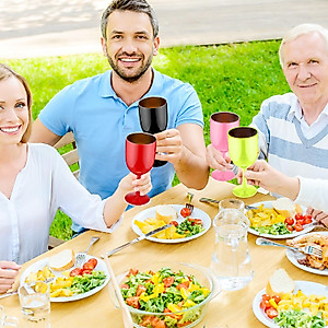 Yinder 8 Pcs Stemmed Stainless Steel Wineglasses, 12 oz Stainless Wine Goblet with Lids Double Wall Insulated Unbreakable Goblets Insulated Stem Wine Tumbler for Friendship Birthday Party Supplies