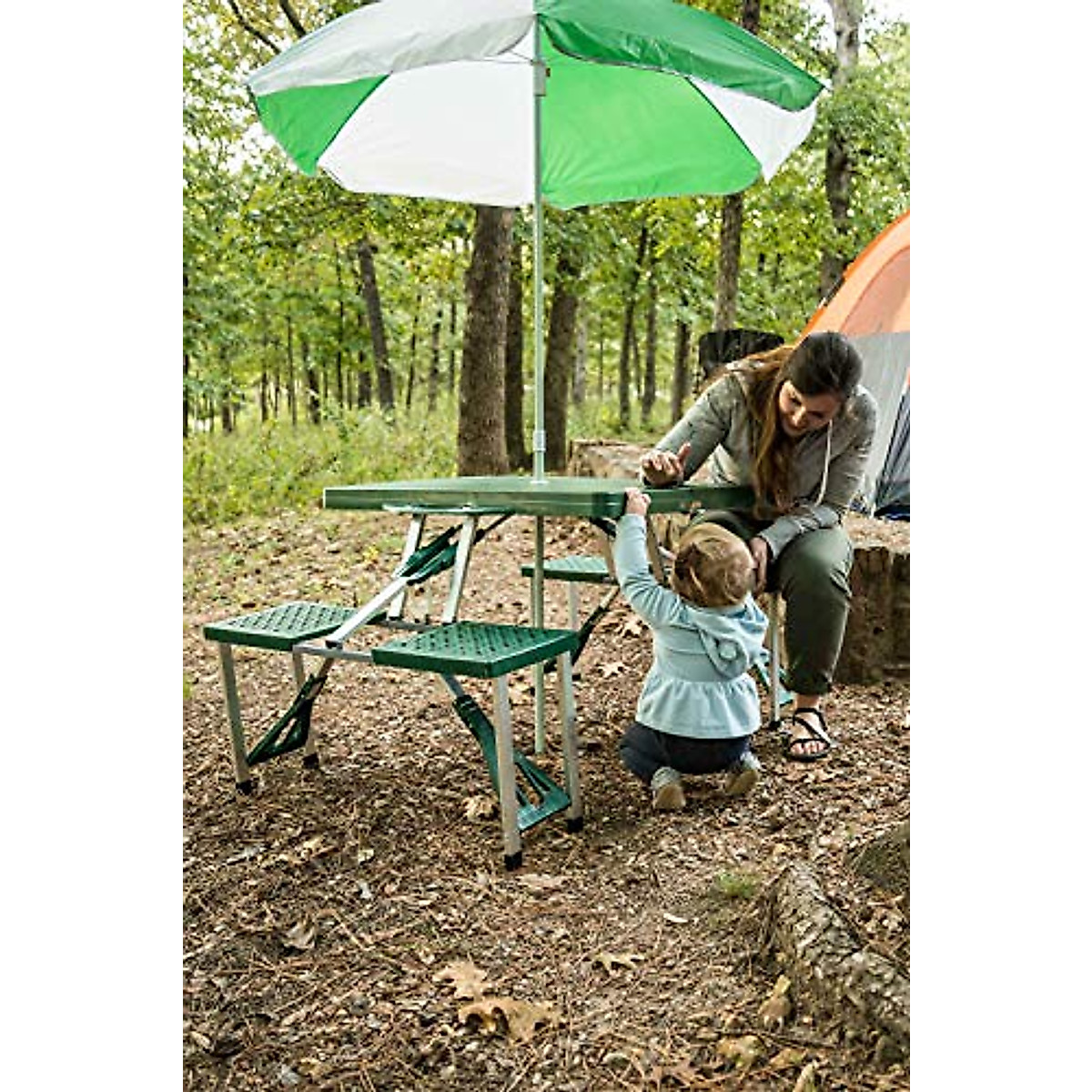 Stansport Picnic Table and Umbrella Combo - Green (615)