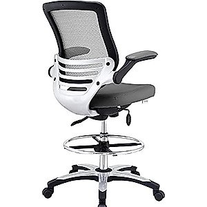 Modway EEI-211 Edge Drafting Chair - Reception Desk Chair - Flip-Up Arm Drafting Chair in Gray