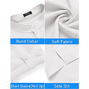 COOFANDY 2 Pieces Linen Outfits For Men White Short Sleeve Henley Shirt and Shorts Summer Beach Yoga Matching Sets