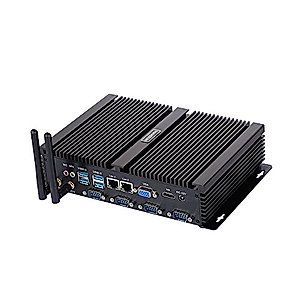 HUNSN Fanless Industrial PC, Mini Computer, Intel Core I5 3317U, Windows XP / 11 or Linux Ubuntu, IM02, VGA, HDMI, 2 x LAN, 4 x COM RS232, 4 x USB2.0, 4 x USB3.0, 8G RAM, 512G SSD, 1TB HDD