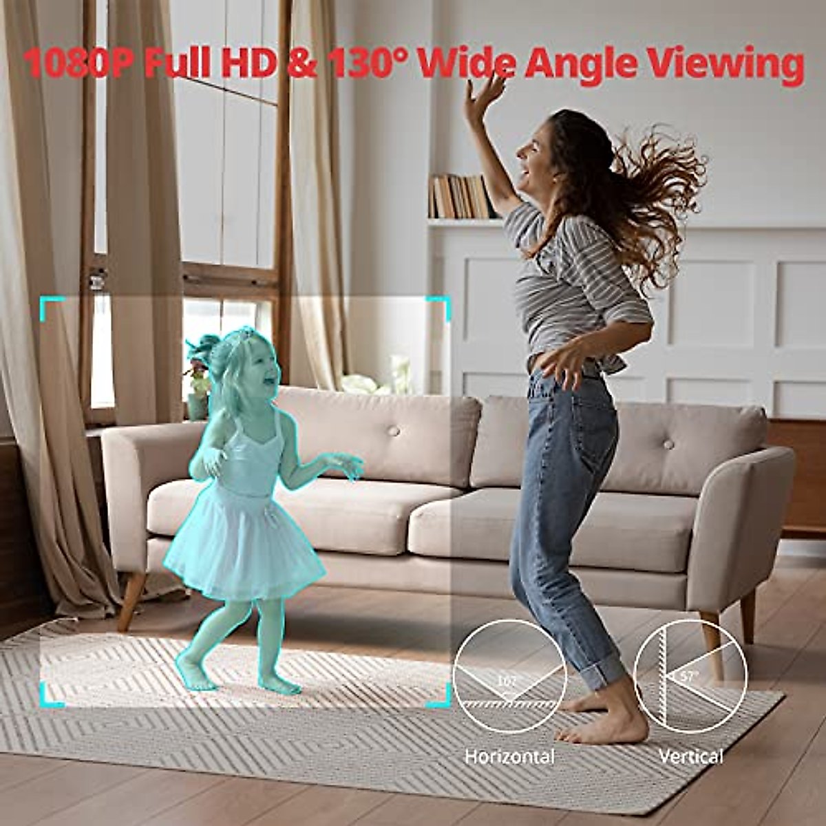 SwitchBot Security Indoor Camera, Motion Detection for Baby Monitor 1080P Smart Surveillance WiFi(2.4Ghz) Pet Camera for Home Security with Night Vision, Two-Way Audio, Works with Alexa