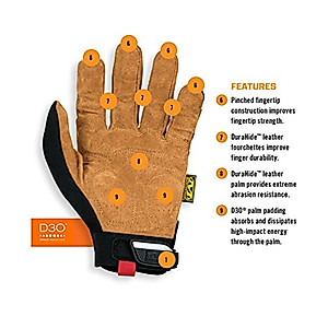 Mechanix Wear: M-Pact Durahide Leather Work Gloves with Secure Fit, Work Gloves with Impact Protection and Vibration Absorption, Safety Gloves for Men (Brown, X-Large)
