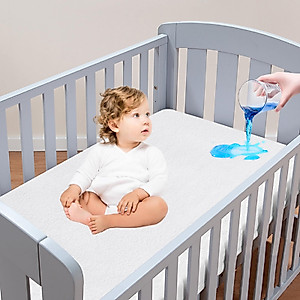 Moonsea Crib Mattress Protector Waterproof,Mattress Cover Protector, Smooth Top Mattress Protector for Kids, Breathable Skin Friendly and Noiseless Fitted Sheet,Viscose Made from Bamboo Terry,1 Pack