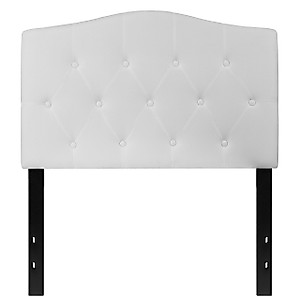 BizChair Tufted Upholstered Twin Size Headboard in White Fabric