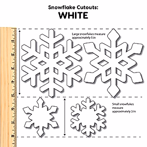 FreshCut Crafts | 80 Pieces Snowflake Paper Cutouts with IDEA Guide, 2-Sided US Made Card Stock Punch Out White Snowflakes for Bulletin Boards, Classroom Decor, and Winter Crafts