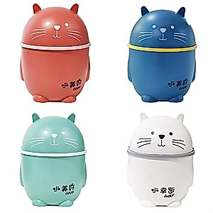 Cartoon Cat Table Plastic Trash Can Desktop Waste Box Bin Garbage Basket Home Office Supplies Dustbins Sundries Barrel Box for Home (Color : Green)