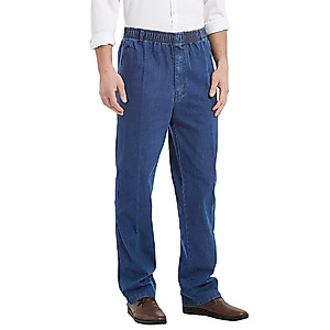 IDEALSANXUN Mens Elastic Waist Jeans Light Blue Jeans Relaxed Fit Stretch Jeans(Light Blue, 36x32)