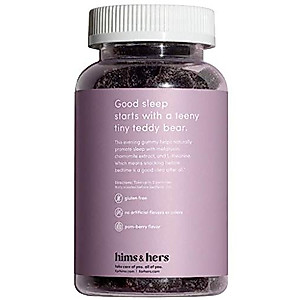 HIMS & Hers Sleep Gummies Melatonin Pomegranate Berry Flavor with Chamomile Extract and L-theanine. 60 Gummies. 1 Pack (Packaging May Vary)