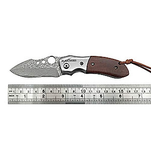 ALBATROSS Pocket Knife Cote D'Ivoire Sandalwood 6.22" Damascus Steel Knife Liner Lock Folding Knife - HGDK007