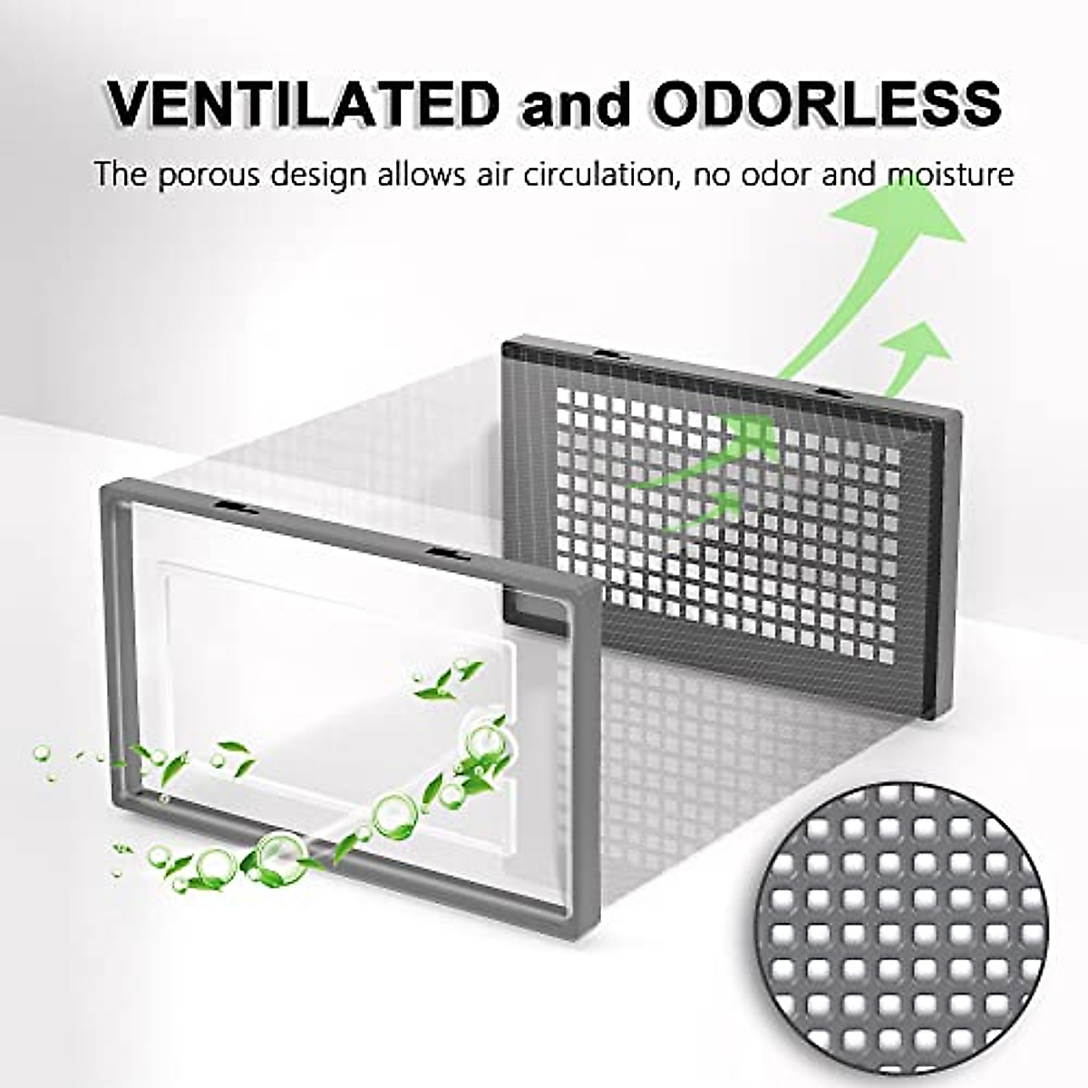 Kuject Shoe Organizer Storage Boxes for Closet 12 Packs Grey, Clear Plastic Stackable Shoe Storage Bins with Drawers & Lids, Under Bed Shoe Storage Containers For Entryway, Closet, Drop Front