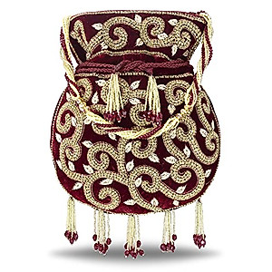 Aheli Potli Bags for Women Evening Bag Clutch Ethnic Bride Purse with Drawstring (P61M)