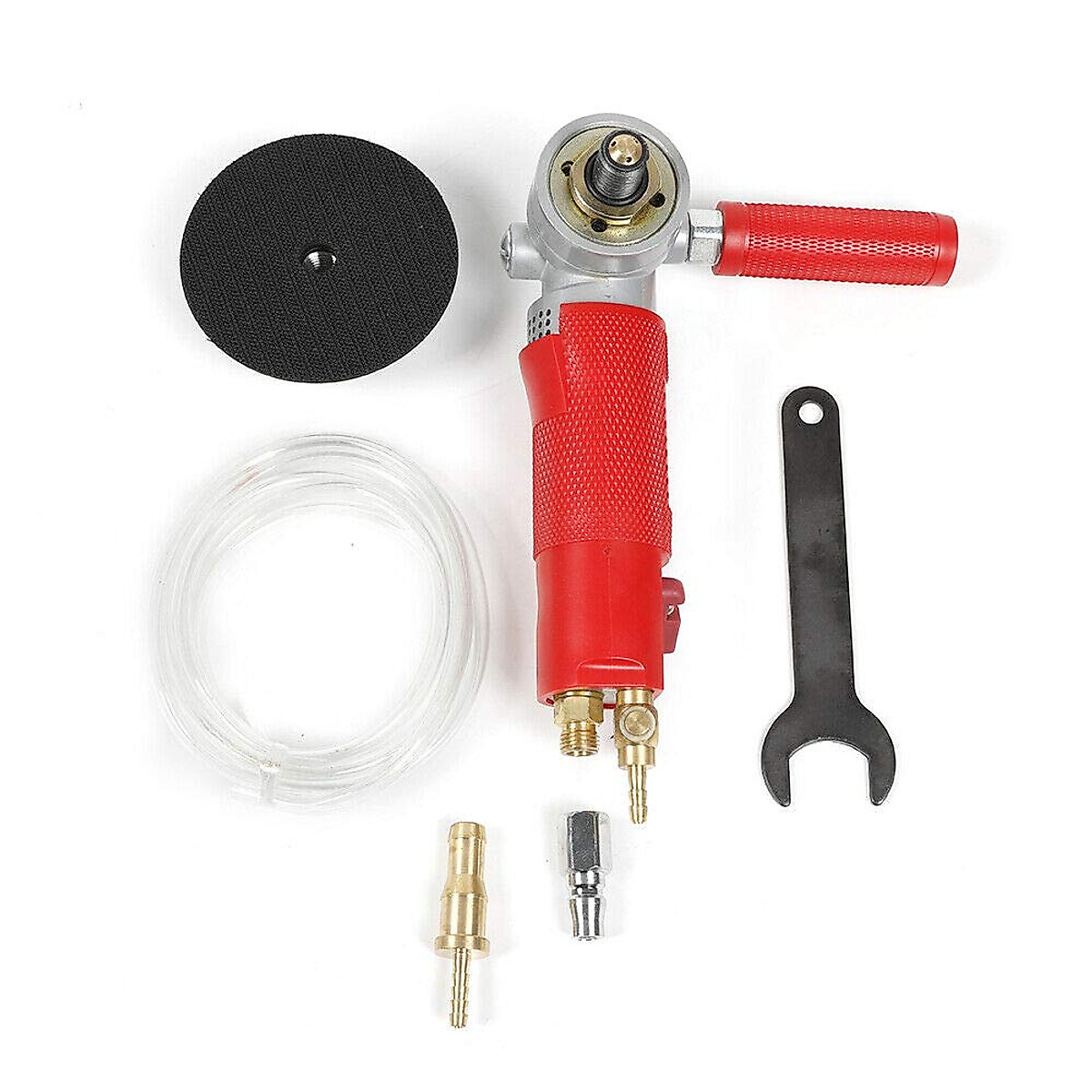 Air Wet Stone Polisher 4-Inch Pneumatic Air Wet Stone Grinder Polisher 4300RPM Granite Marble Stone Wet Air Sander Polisher Water Mill Pneumatic Polishing Tool (4300RPM, 4'' Polishing Disc)