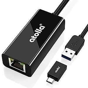USB to Ethernet Adapter, atolla USB 3.0/Type-C to Ethernet Gigabit Ethernet LAN Network Adapter, Compatible for MacBook Pro/Air, Dell XPS and More