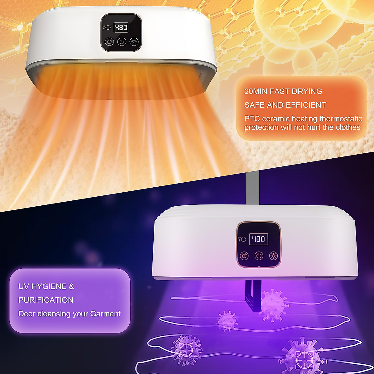 Portable Clothes Dryer,Foldableportable Dryer With Timer Function,Clothes Dryer For Travel,Apartment,Rv,Home,For All Kinds Of Light Clothing,Underwear,Baby Clothes And Socks,Mini Dryer With Drying Bag