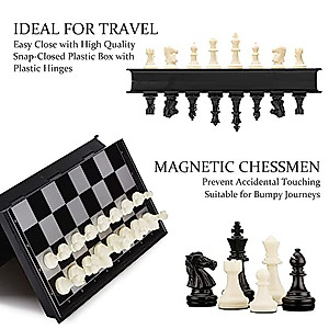 A&A Magnetic Plastic Travel Chess Set w/Folding Chess Board, Educational Toys for Kids and Adults - 12.6"(32cm) * 12.6"(32cm) Board