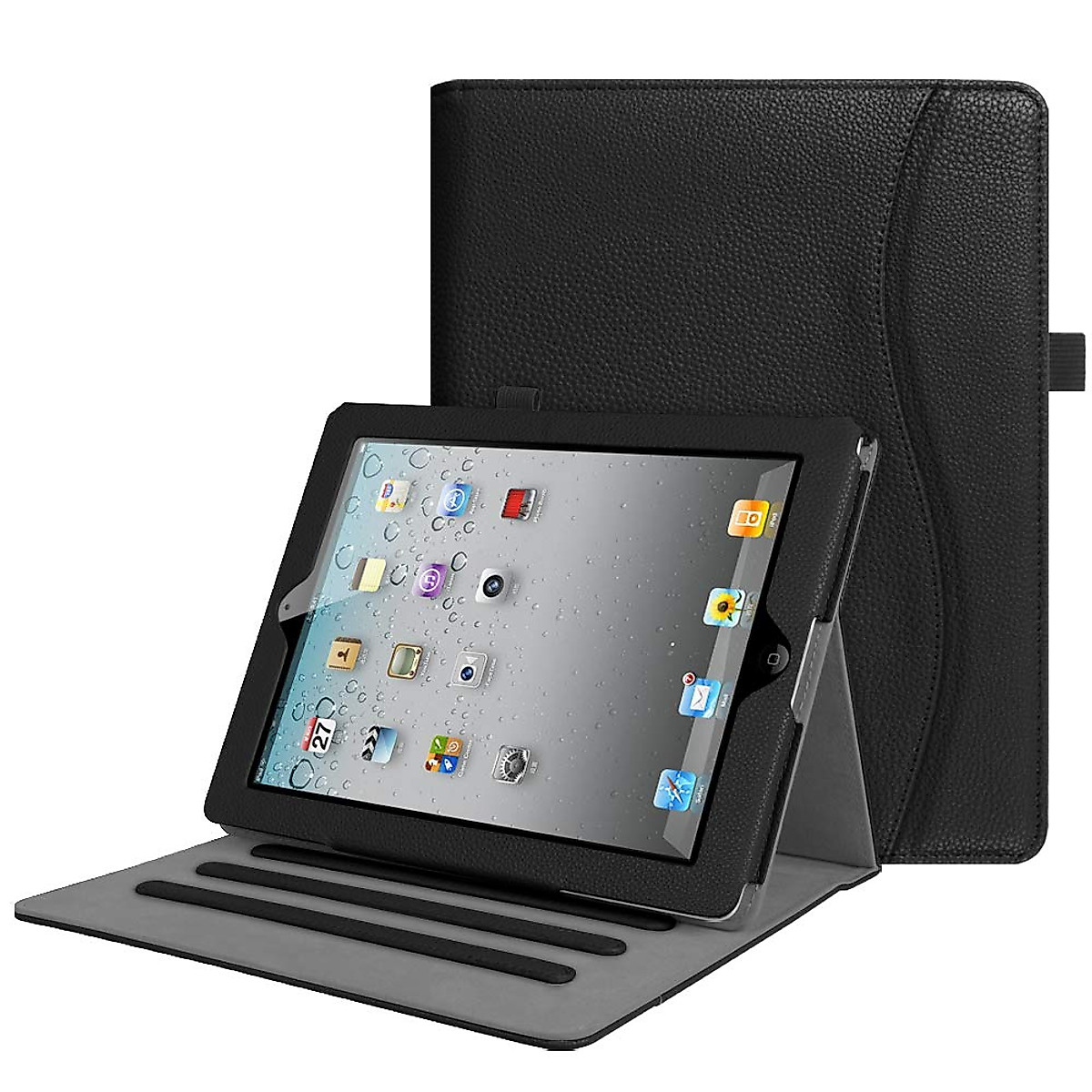 Fintie Case for iPad 4th Generation, iPad 3rd/2nd Gen (2012/2011) 9.7 Inch Tablet - [Corner Protection] Multi-Angle Viewing Smart Cover w/Pocket Auto Sleep/Wake, Black