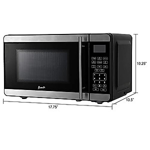 Avanti MT7V3S Microwave Oven 700-Watts Compact with 6 Pre Cooking Settings, Speed Defrost, Electronic Control Panel and Glass Turntable, Metallic