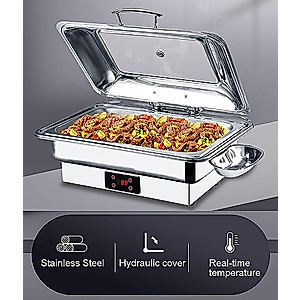 Buffet Server and Warming Tray, Hot Plates Warmer for Keeping Food Warm, 9L 13L Electric Chafing Dishes with Touch Display, 600W Fast Heating (13l 1/2size)