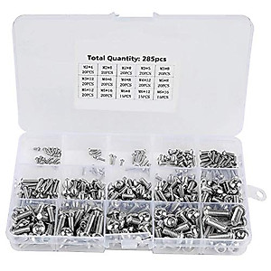 Screw 285Pcs/Set M2/M3/M4/M5/M6 Machine Screw Stainless Steel Screws Set for Laptop/Hard Disk/Keyboard/Phone/PC Brass Screw tapa