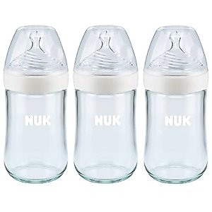 NUK Simply Natural Glass Bottles, 8 Oz, 3 Pack