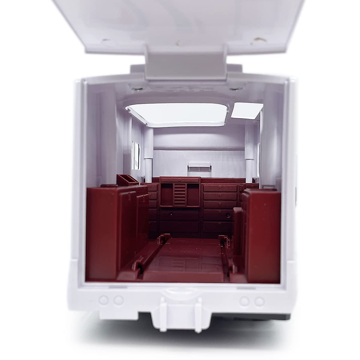 Toy Camper RV Motorhome Toys for Boys Toy Car Model Cars Recreational Vehicle Holiday Travel Adventure, Friction Powered, Roof and Doors Open, Light Sound, 3 4 5 6 Years Old Kids Girls Gifts, white